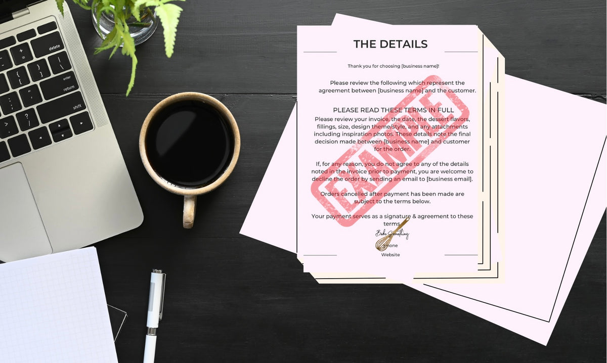 Terms of Service Agreement/Cake Contract – Bake Something